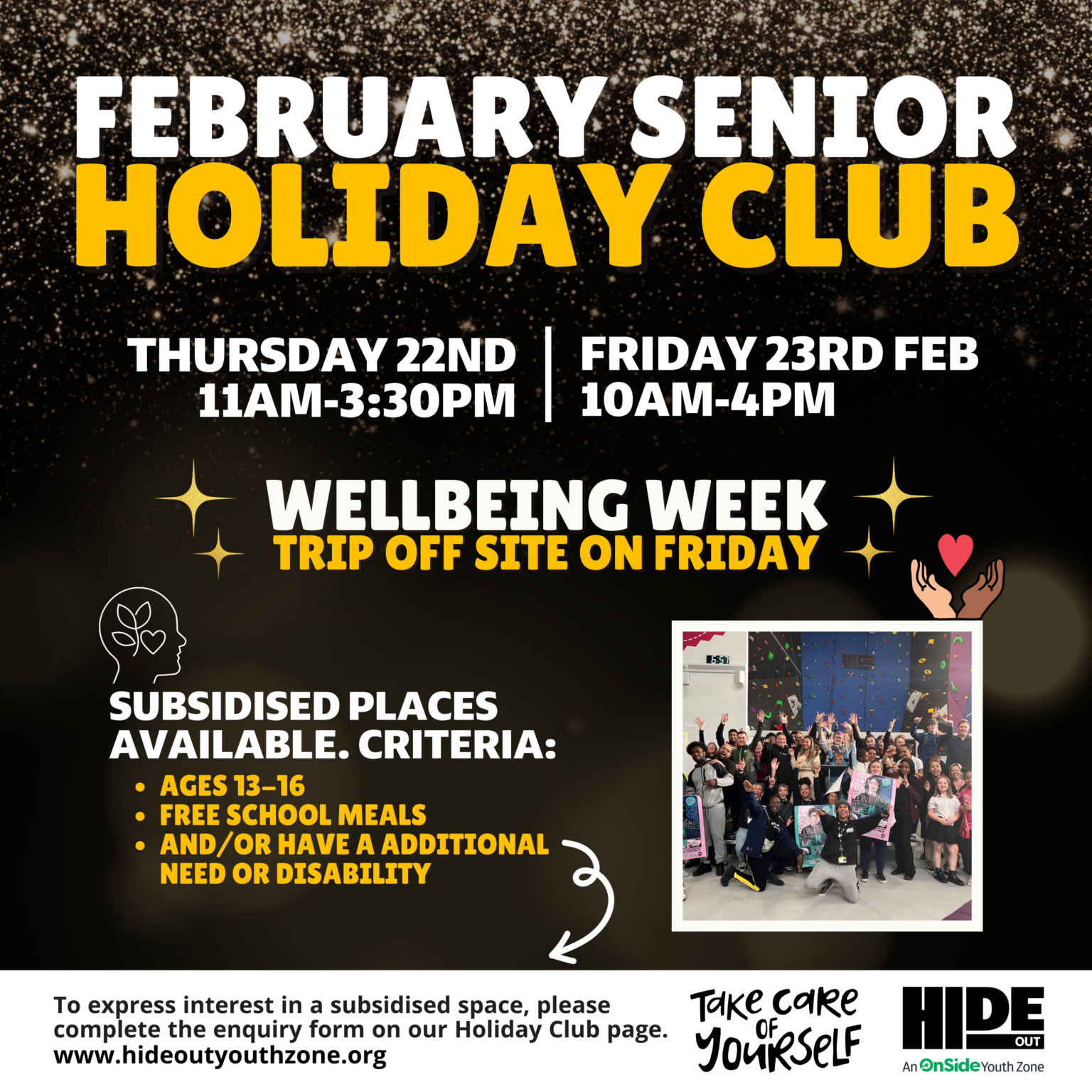 Hideout Youth Zone - February Clubs - Reddish Hall School