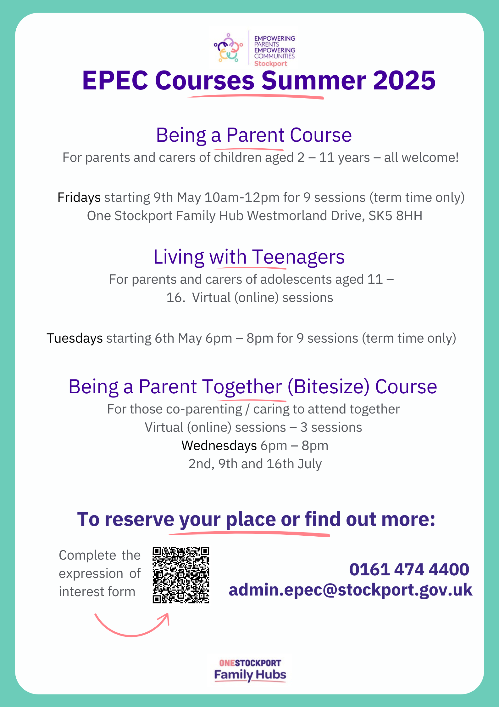 EPEC Courses for Summer 2025 - Reddish Hall School